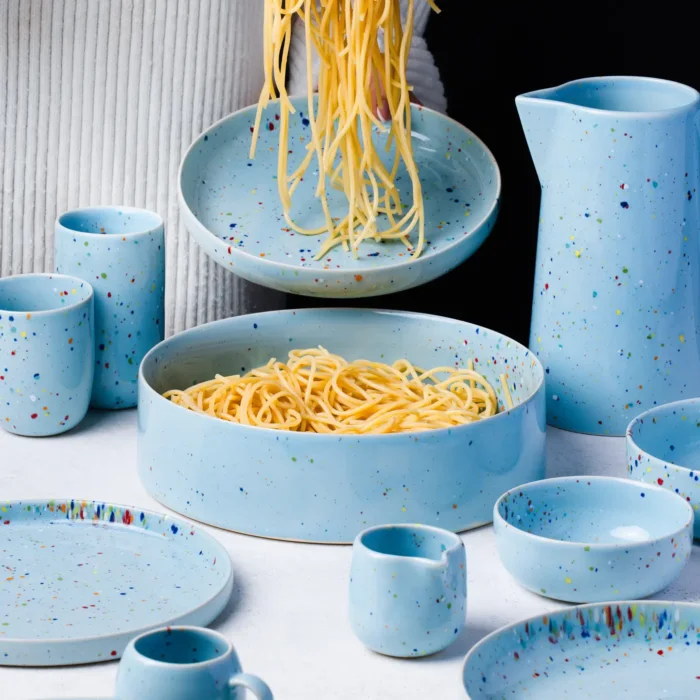 Handmade Ceramic Low Pasta Bowls (Set Of 4), Egg Back Home | Elfin View